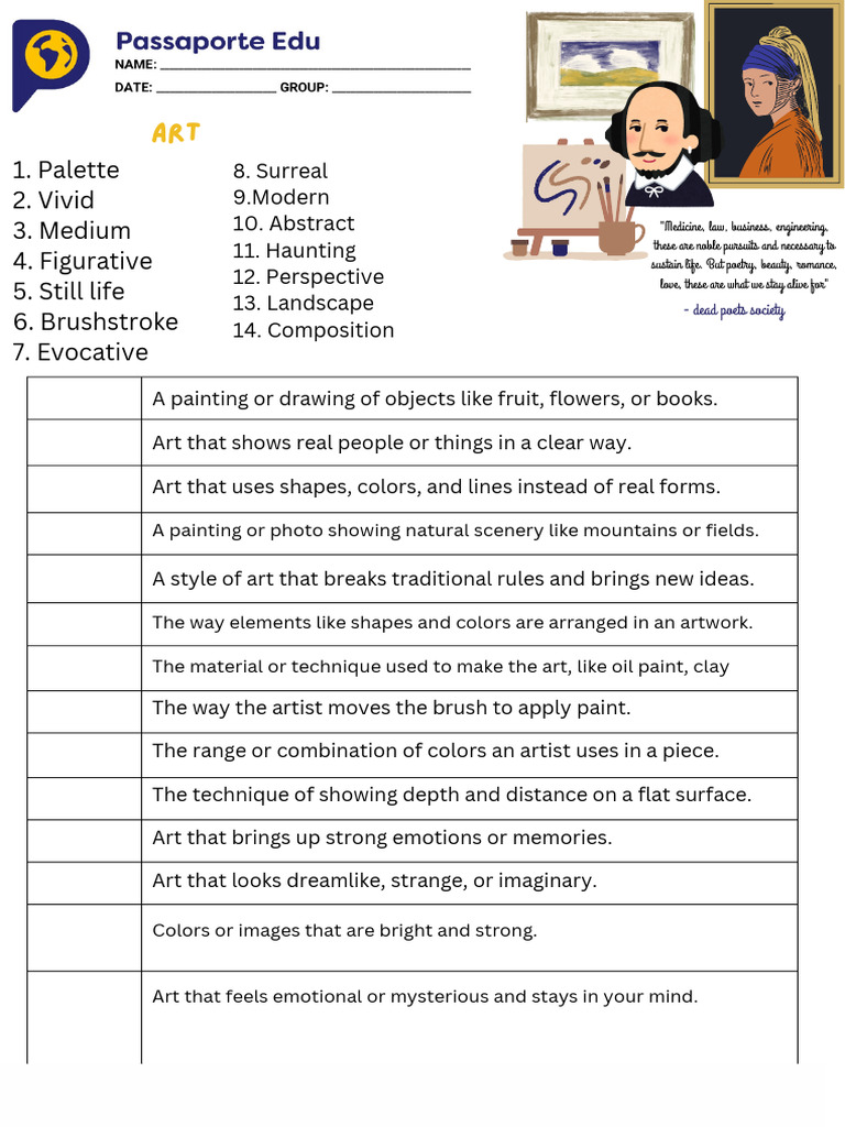 Art Vocabulary Activity - 20250417 - 235408 - 0000 | PDF