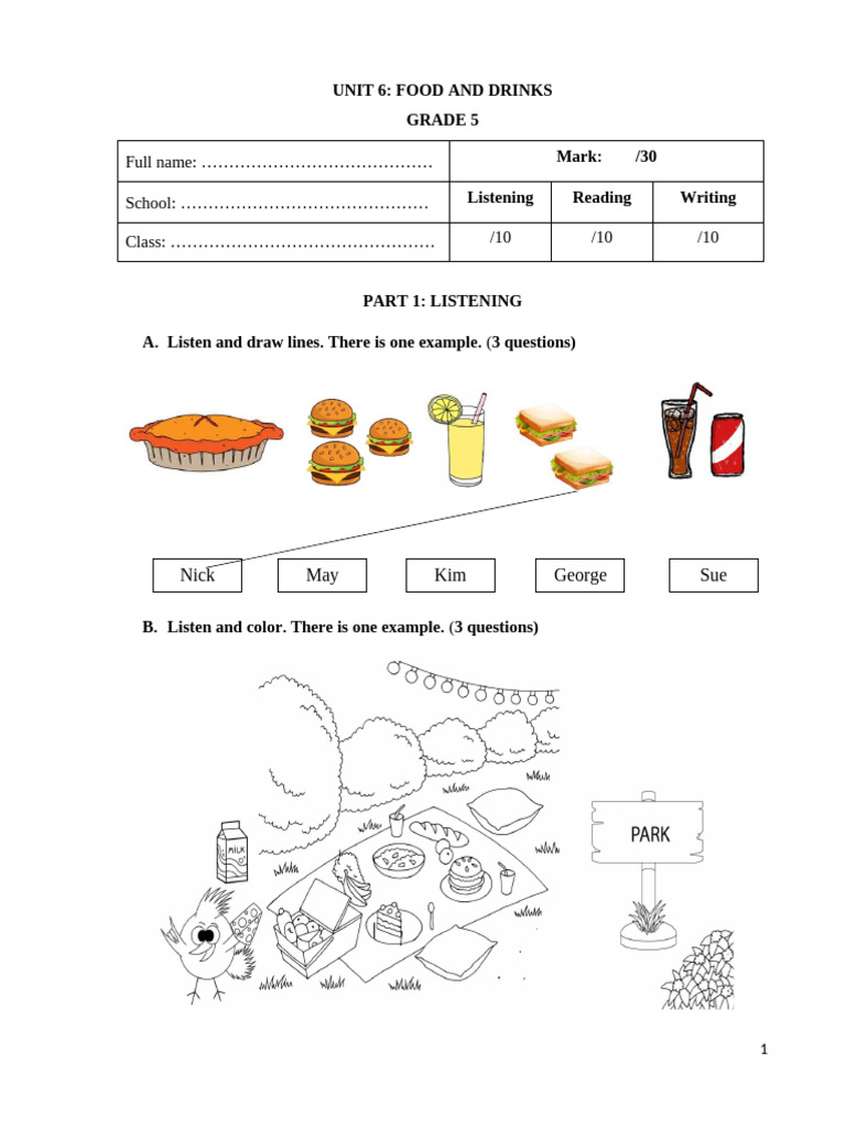 TA5 I-Learn Smart Start - Unit 6 | PDF | Lunch | Meal