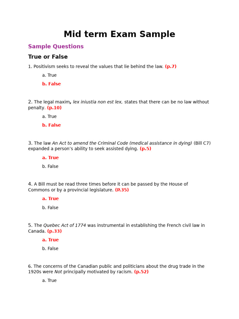 Midterm Exam: Legal Concepts Overview | PDF | Burden Of Proof (Law ...