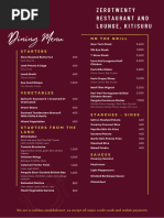 Wheels Coffee Roasters Menu Overview | PDF | Pasta | Steak