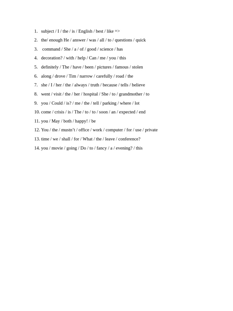 English Sentence Construction Examples | PDF