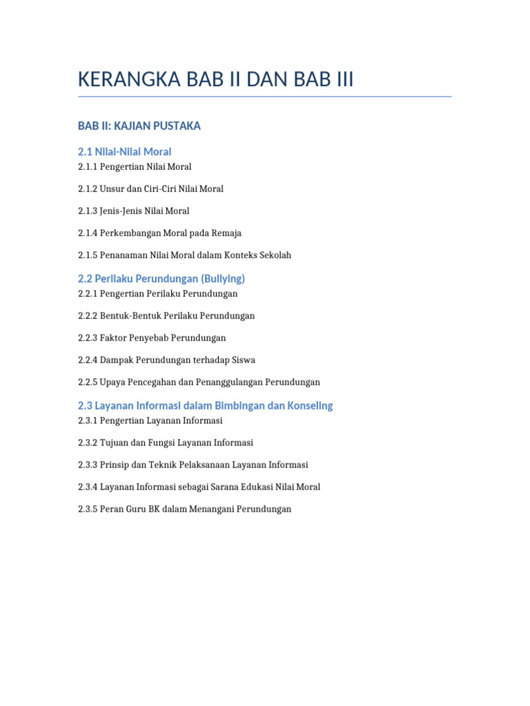 Kerangka BAB II Dan III Penelitian Eksperimen | PDF
