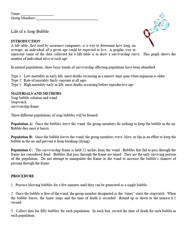 Soap Bubble Survivorship Analysis | PDF