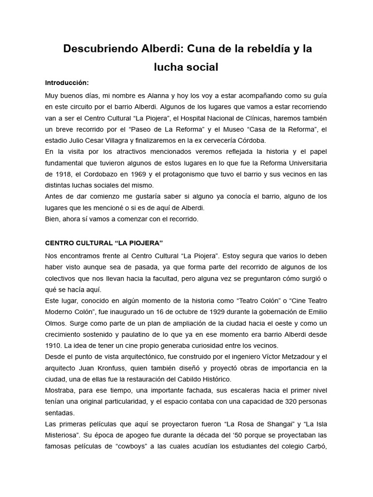 IMPRIMIR Descubriendo Alberdi - Cuna de La Rebeldía y La Lucha Social ...