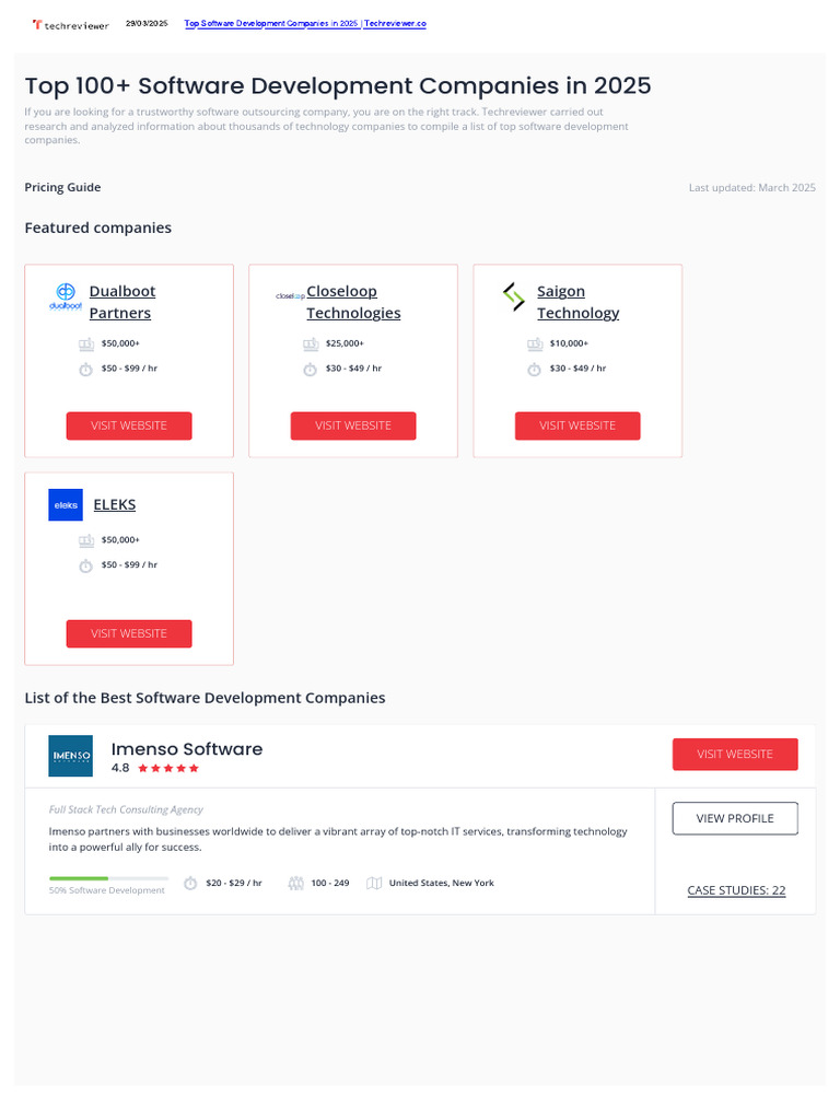 Top Software Development Companies 2025 | PDF | Computing | Software ...
