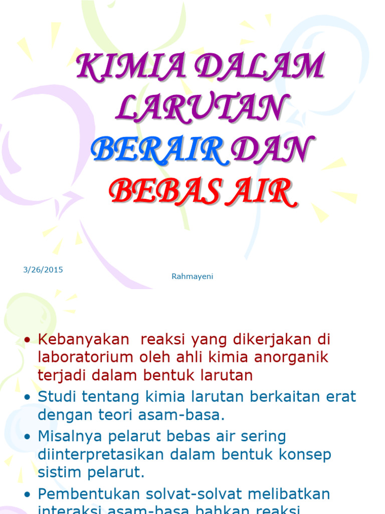 Kimia Larutan Air dan Bebas Air | PDF