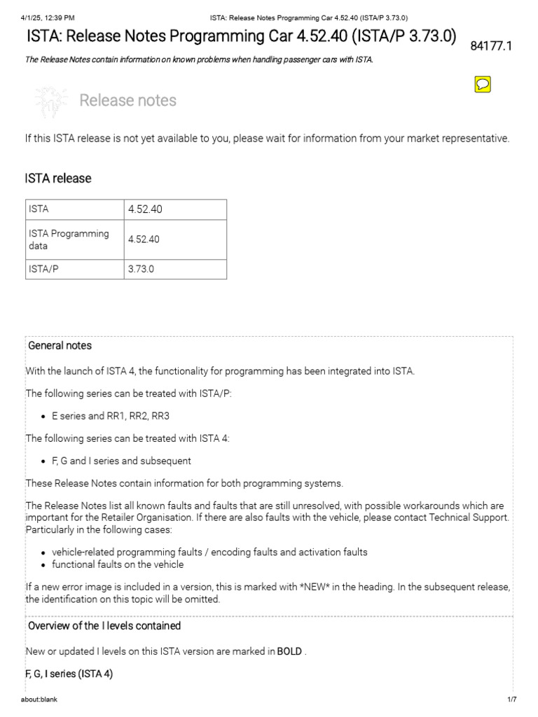 ISTA Release Notes Programming Car 4.52.40 | PDF | Plug In Hybrid | Low ...