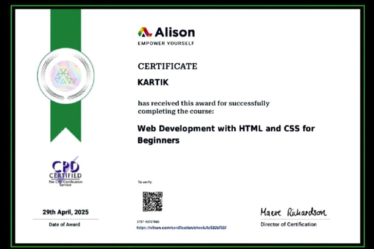 Alison. Certificate | PDF