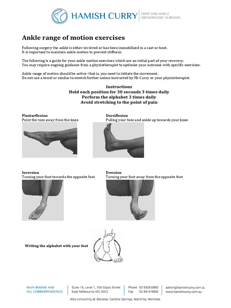 Ankle Motion Exercises Guide | PDF