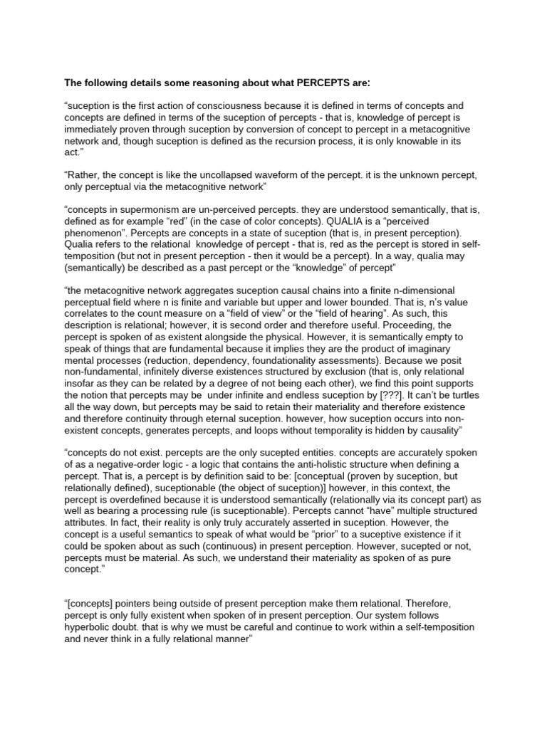 Supermonism - Concept - Percept - Qualia | PDF | Concept | Perception