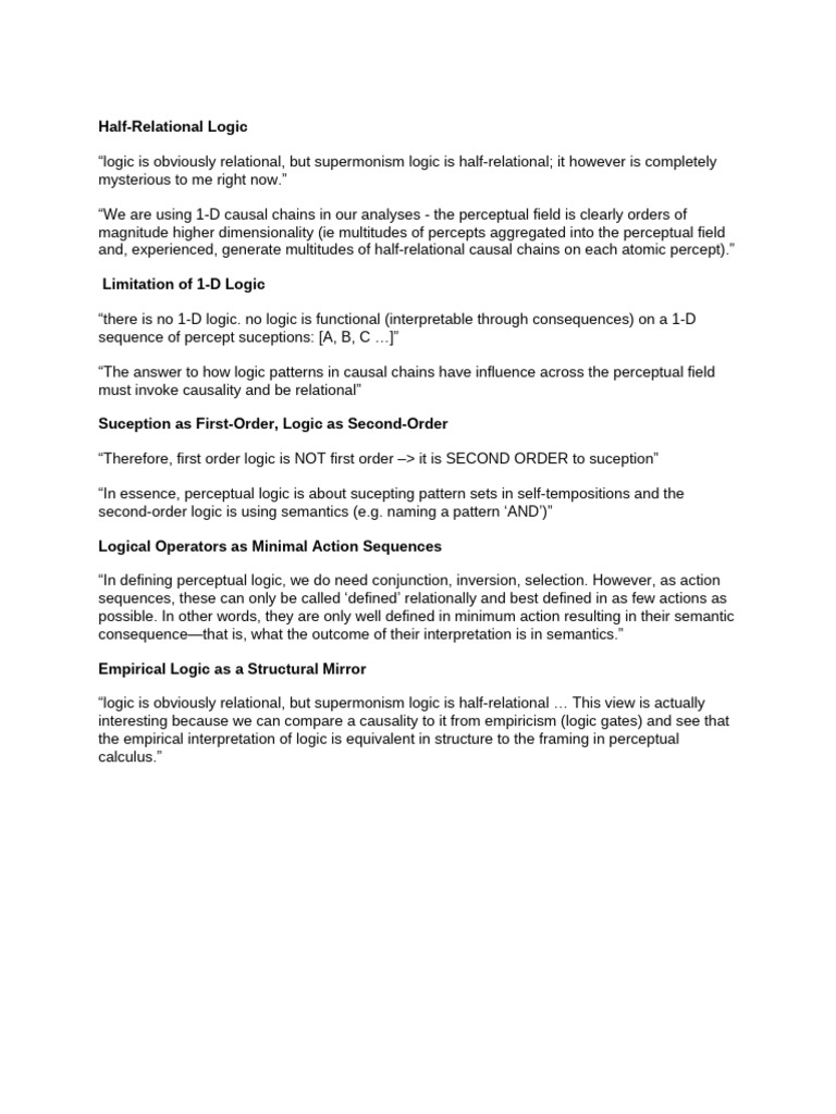 Supermonism - Half-relational Logic 1 | PDF