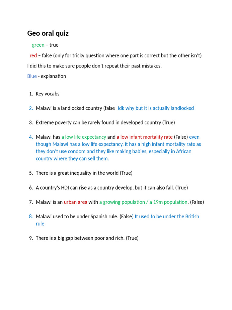 Geo Oral Quiz 2 | PDF