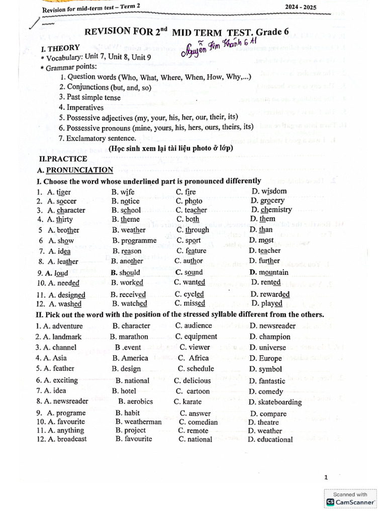 TA6 Đề Phú Cường GK2 | PDF