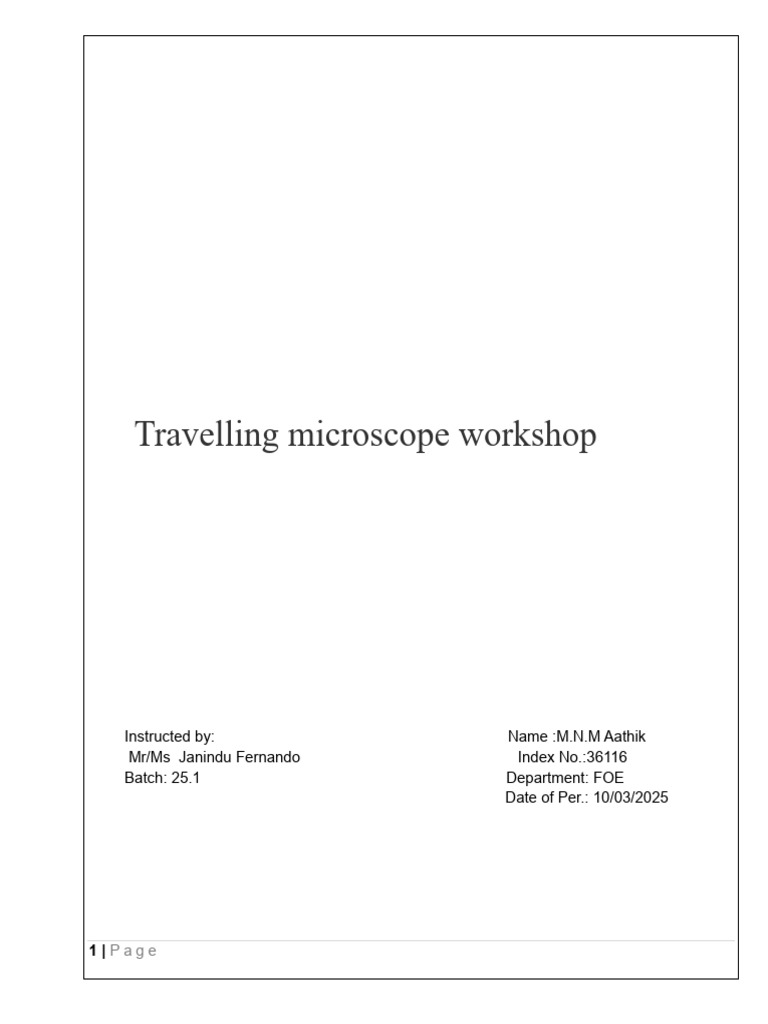 Travelling Microscope Workshop | PDF