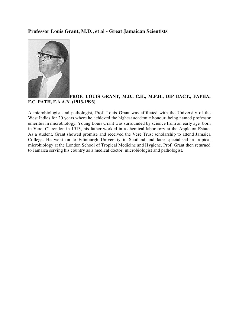 Contributions of Professor Louis Grant | PDF