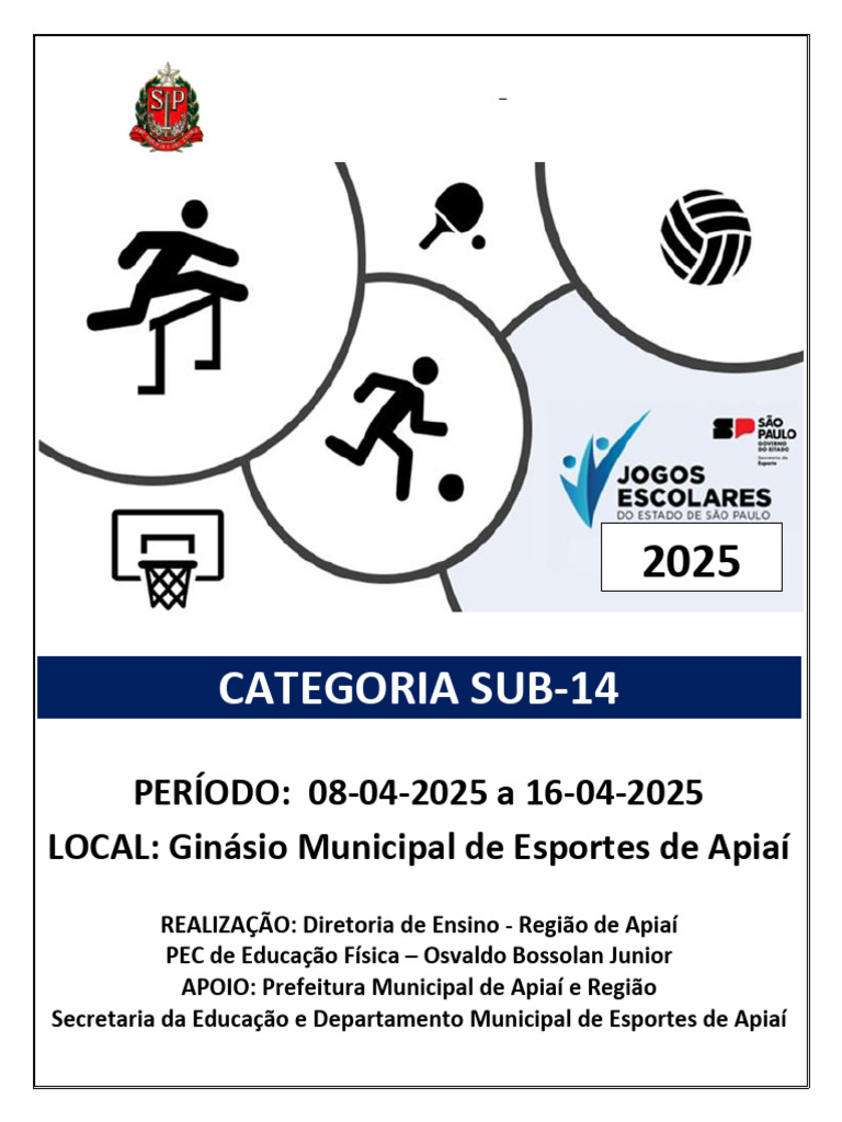 Tabela JEESP 2025 - Sub-14 | PDF | Jogos com bola | Esportes