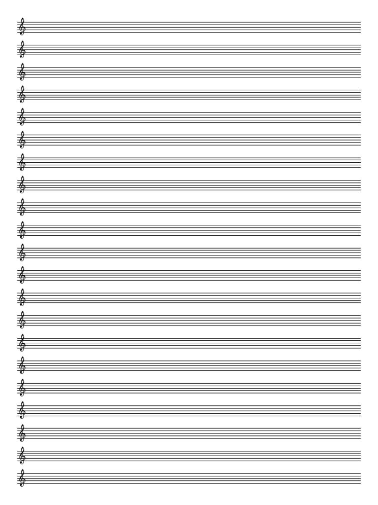 Partitura en Blanco Con Clave de Sol 21 Pentagrama | PDF
