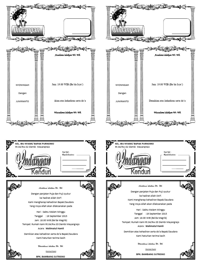 Undangan Walimatul untuk Acara Khitan | PDF