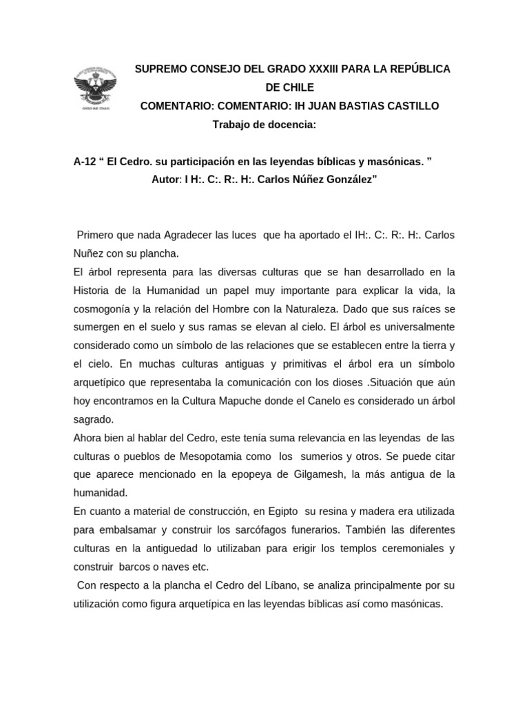 Aporte A Plancha Sobre El Cedro | PDF