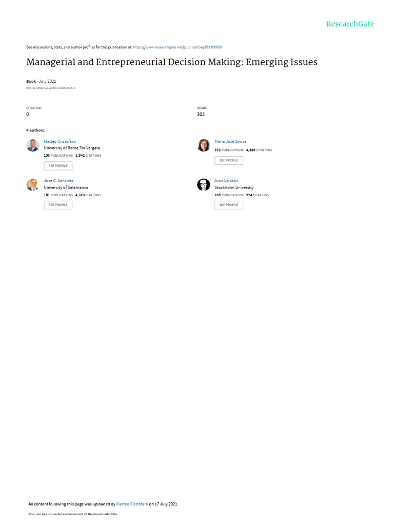 Managerial and Entrepreneurial Decision Making | PDF | Decision Making ...