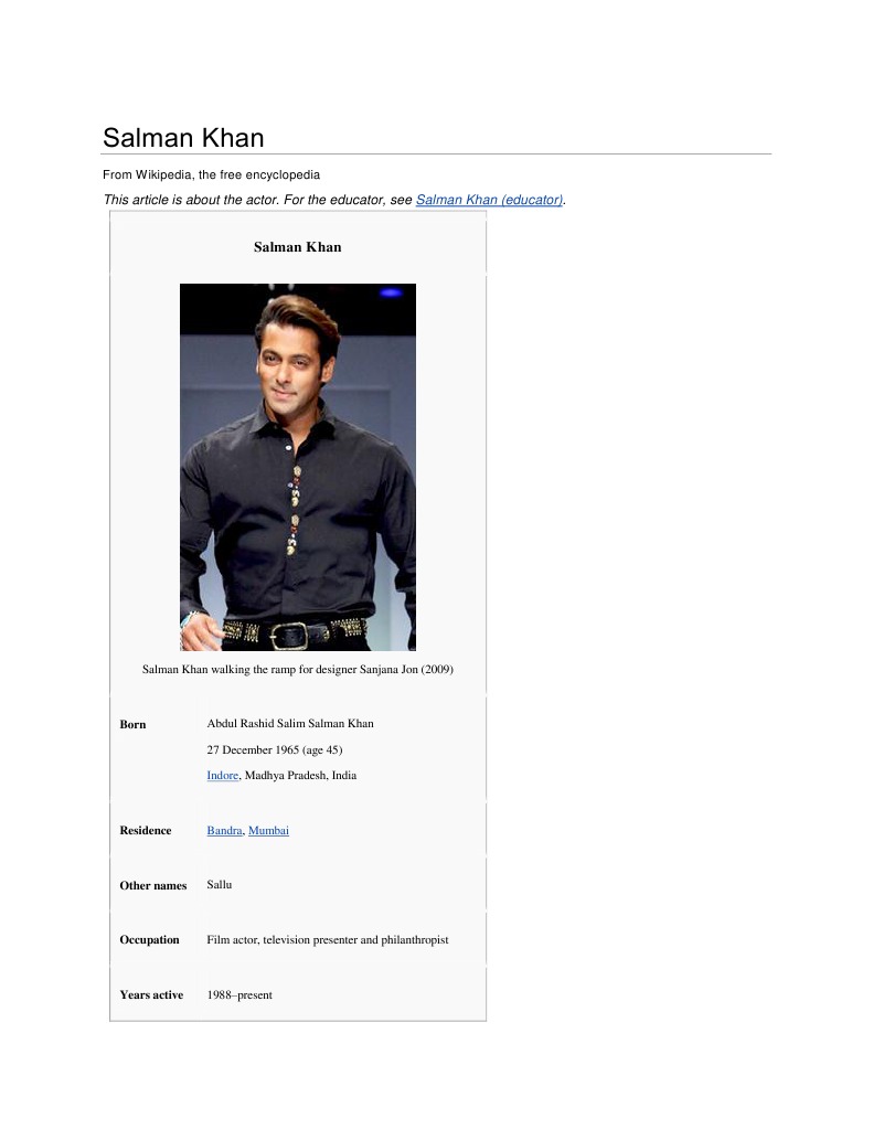 Salman Khan | PDF | Cinema | Leisure