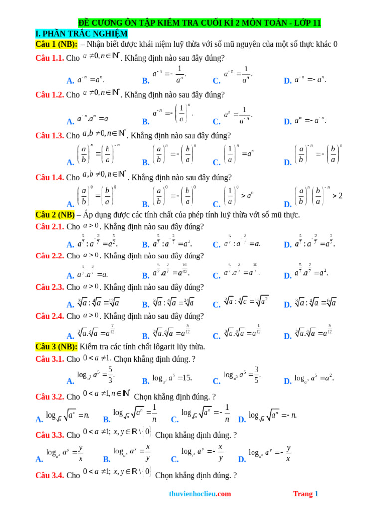 thuvienhoclieu.com-De-cuong-on-tap-HK-2-Toan-11-KNTT-23-24 | PDF