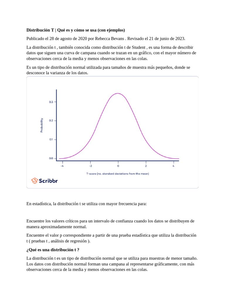 Introducción a la Distribución T | PDF | Distribución normal ...