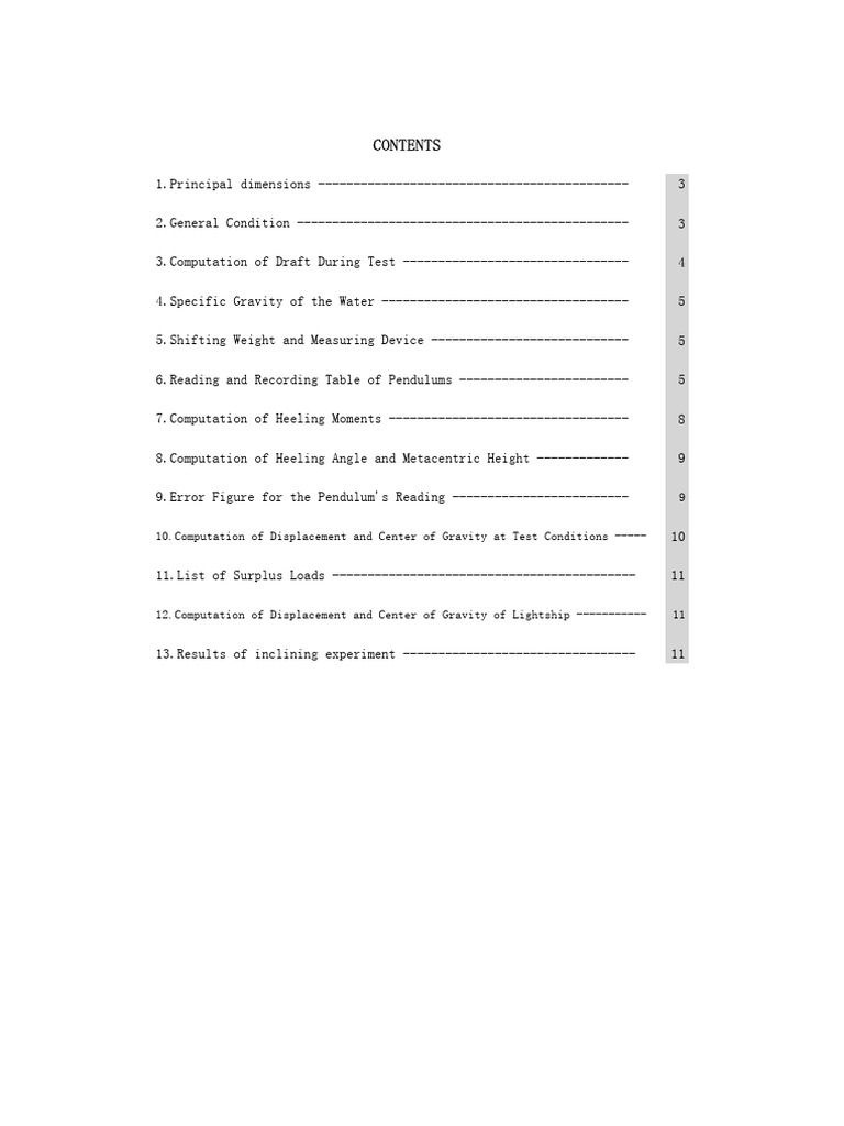 Inclining Test Report | PDF | Heavy Industry | Naval Architecture