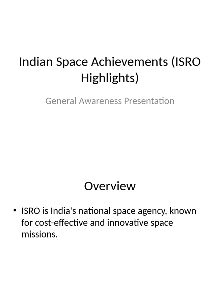 Indian Space Achievements (ISRO Highlights) | PDF