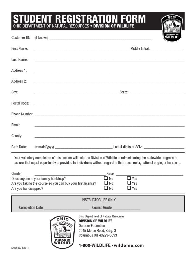 Trapper Ed Student Registration Form | PDF