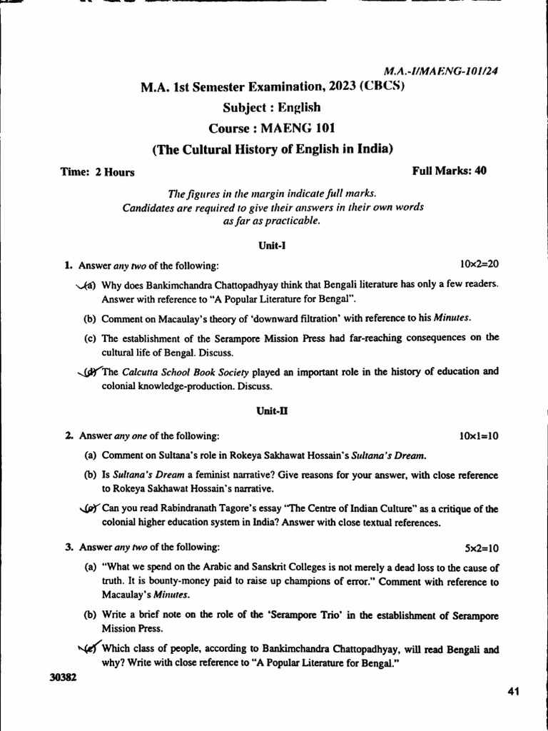 BU 1st Sem Questions 2023-24 | PDF