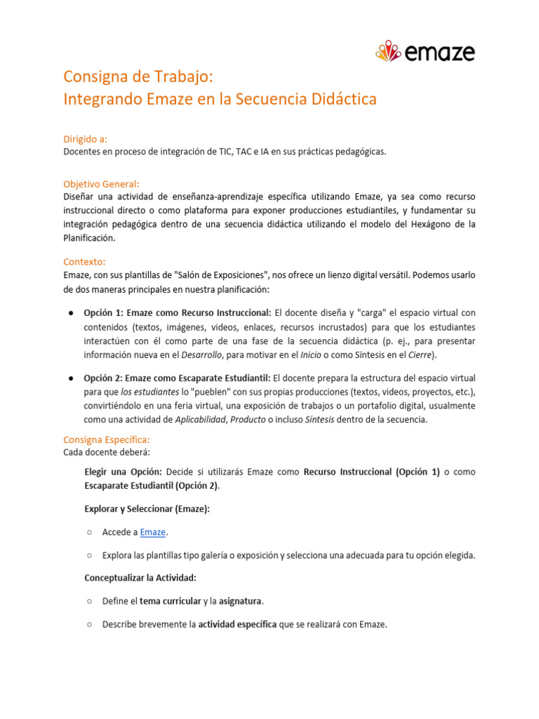 Consigna Variante_ Emaze como Actividad Didáctica | PDF | Comunicación humana | Aprendizaje