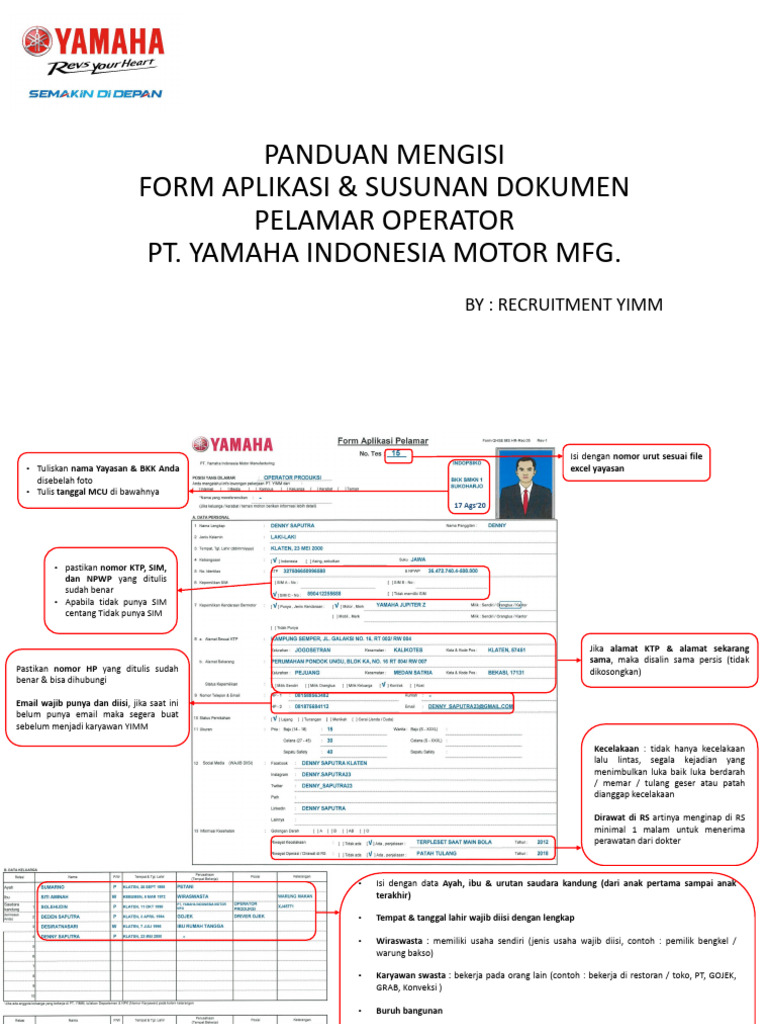 Panduan Isi Form Yamaha & Urutan Dokumen | PDF