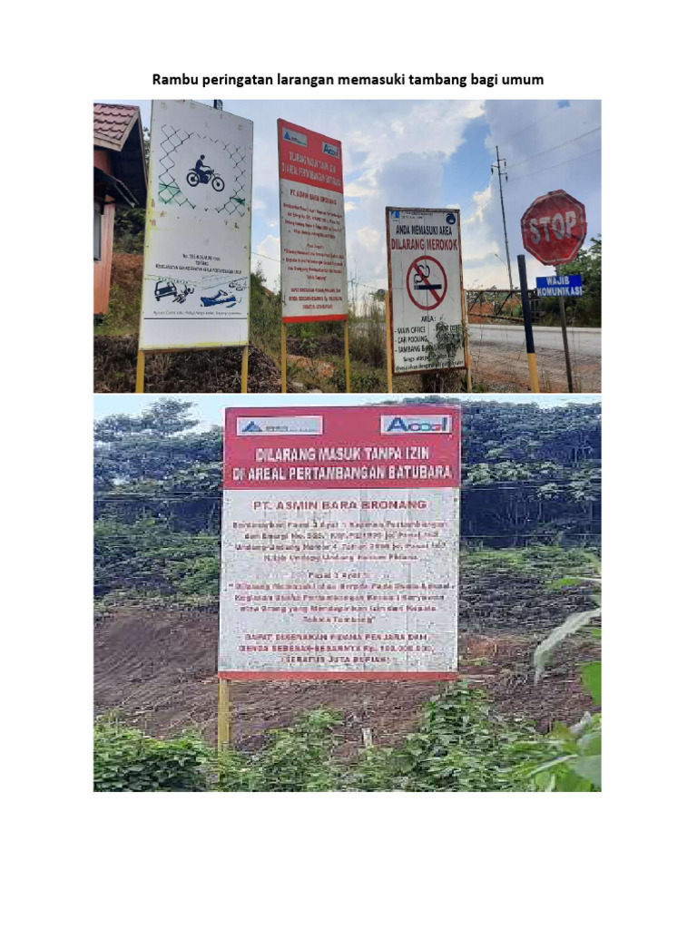 XIII.14 Rambu Larangan Bagi Umum Masuk Tambang | PDF
