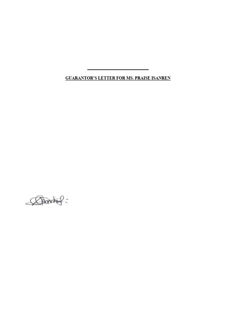 Guarantor's Letter For Praise Isanren | PDF