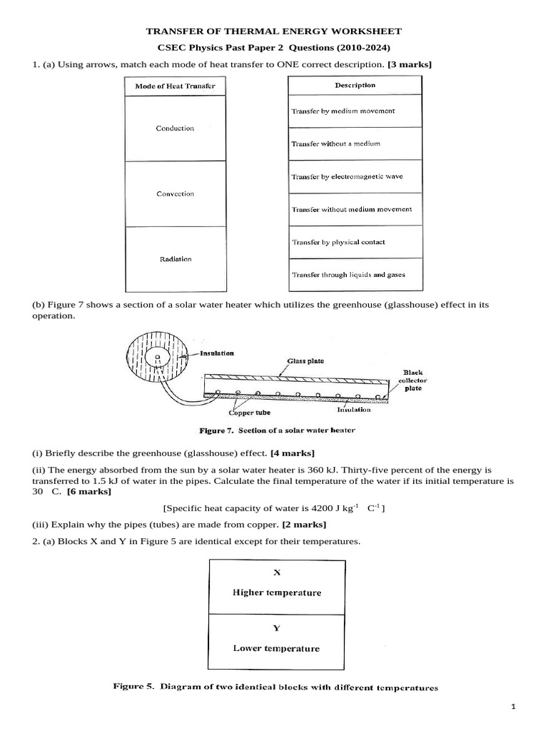 Transfer of Thermal Energy Worksheet | PDF | Greenhouse Effect | Heat