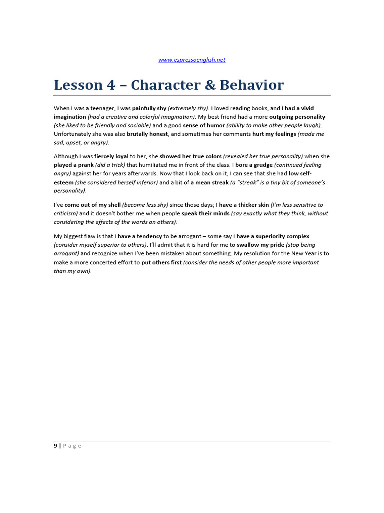 Characters and Behavior Collocations | PDF | Behavioural Sciences ...