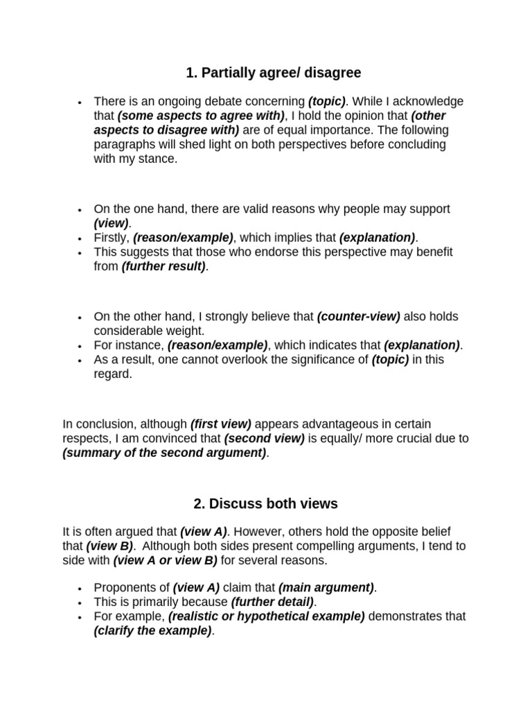 Template Writing Task 2 Các Dạng | PDF | Argument | Reason