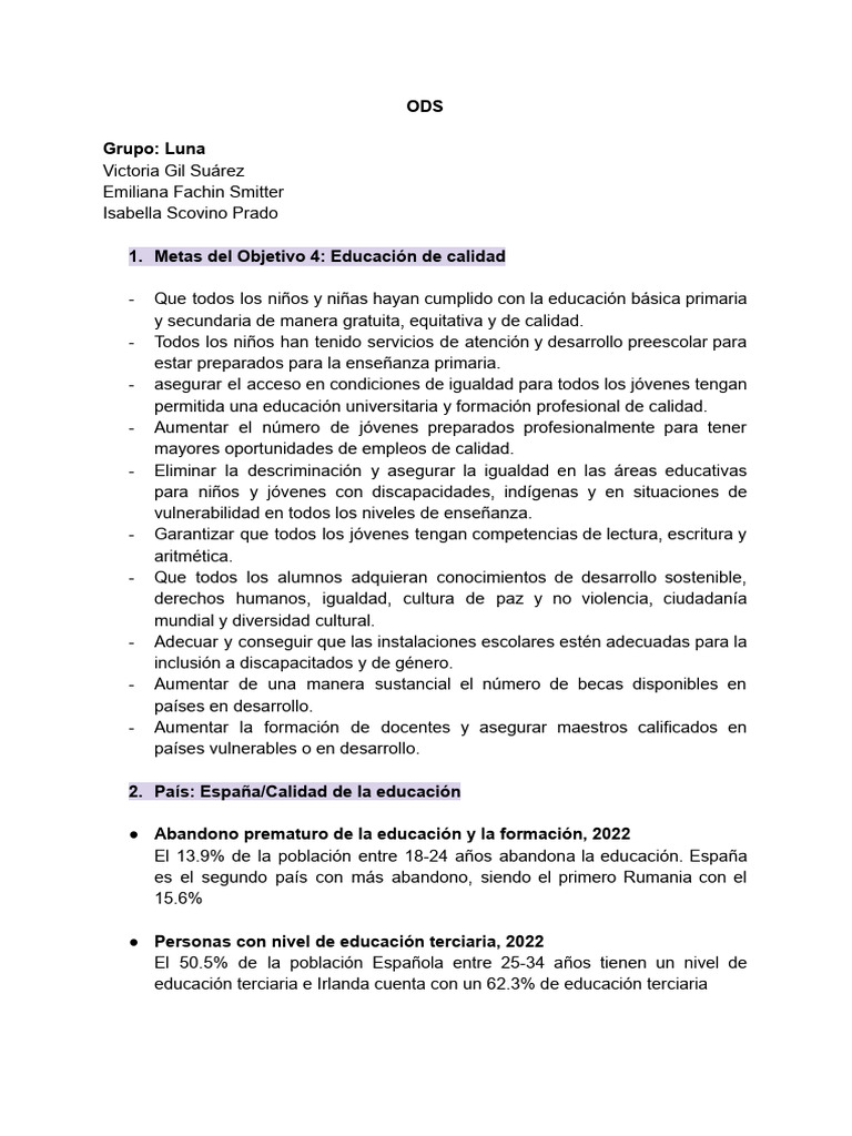 Práctica de ODS | PDF | Educación primaria | Enseñando