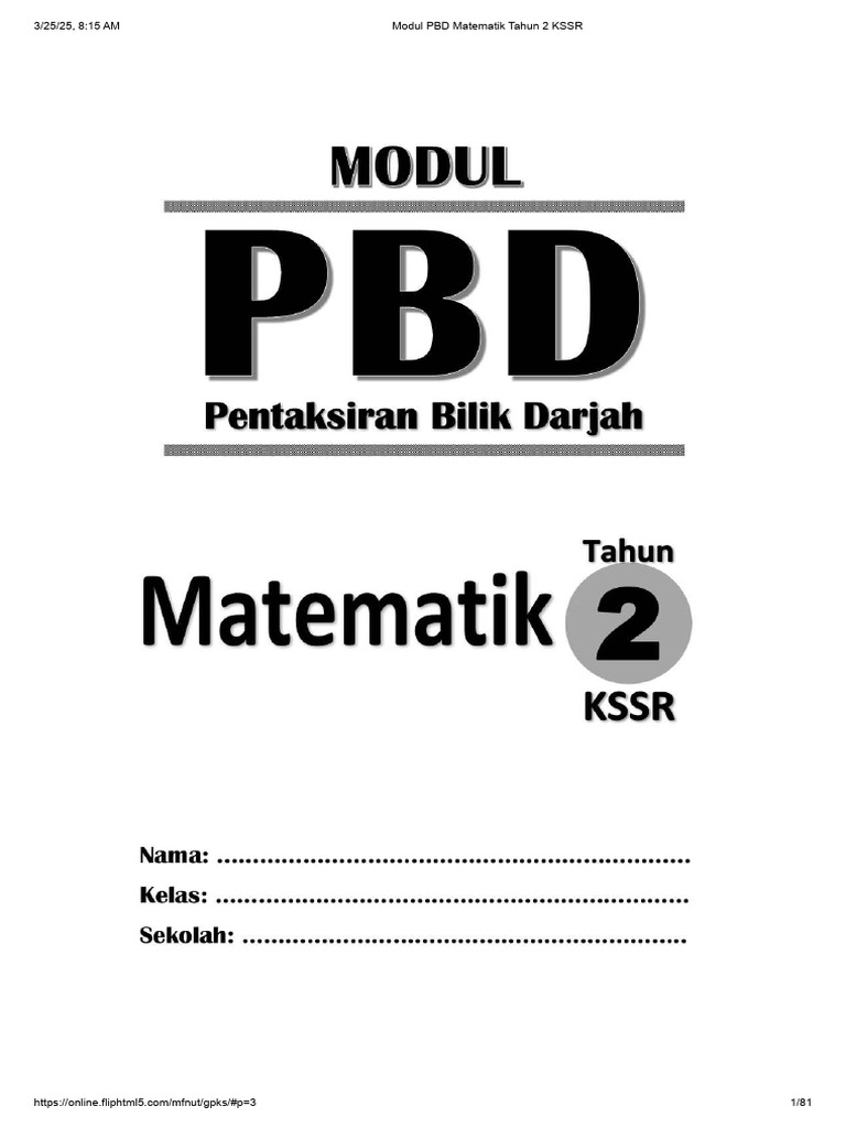 Modul PBD Matematik Tahun 2 KSSR | PDF