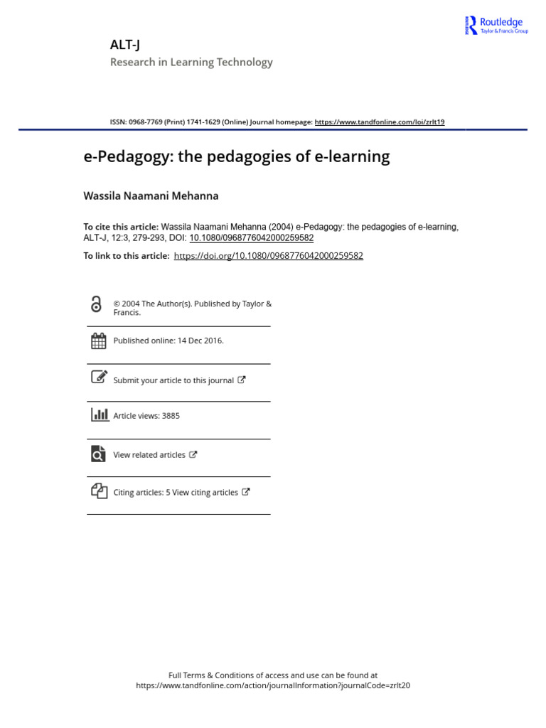 E Pedagogy The Pedagogies of e Learning | PDF | Pedagogy | Analysis