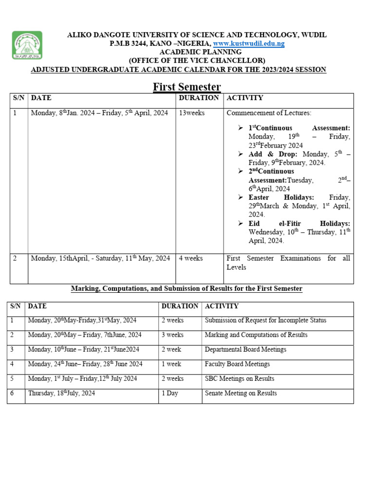 Adjusted 2023 - 2024 Calendar | PDF | Academic Term