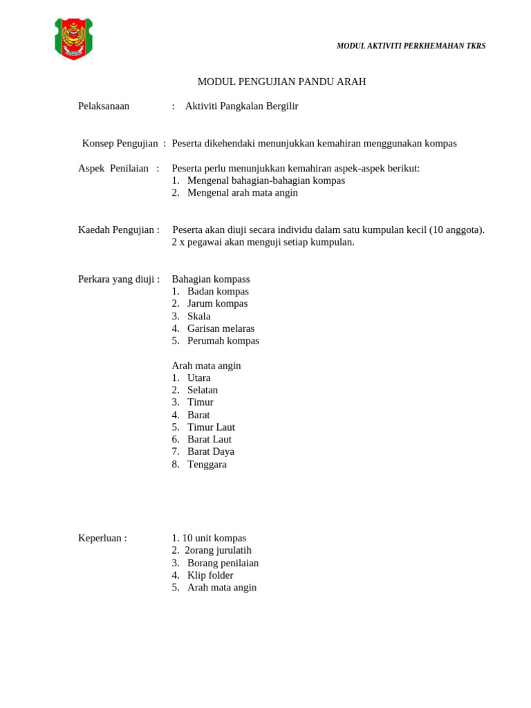 Modul PENGUJIAN PANDU ARAH | PDF