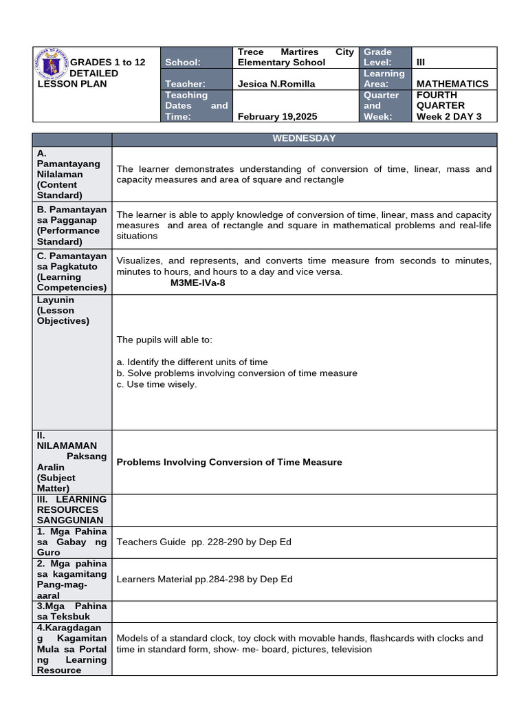 Math DLL Q4 Week 2 Day 3 | PDF