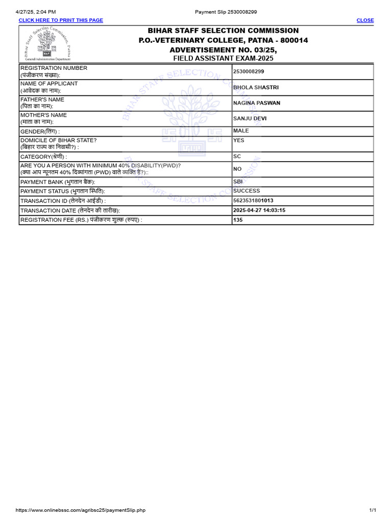 Payment Slip 2530008299 | PDF