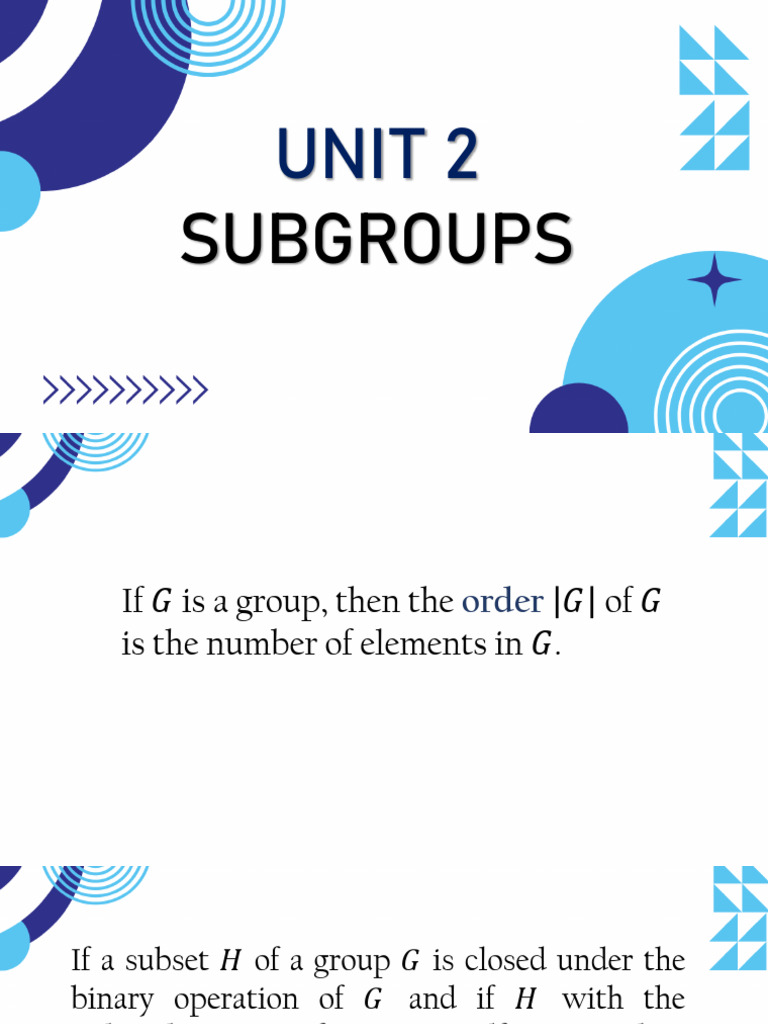Unit 2 Subgroups | PDF