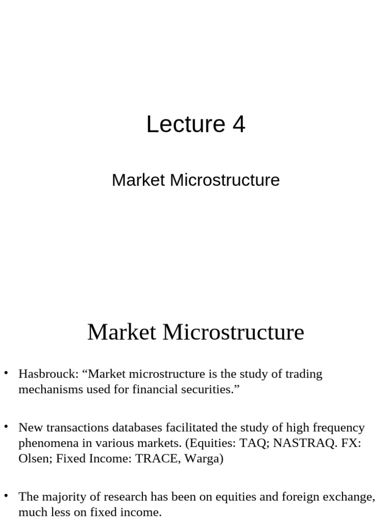 Market Microstructure Pdf Market Maker Covariance