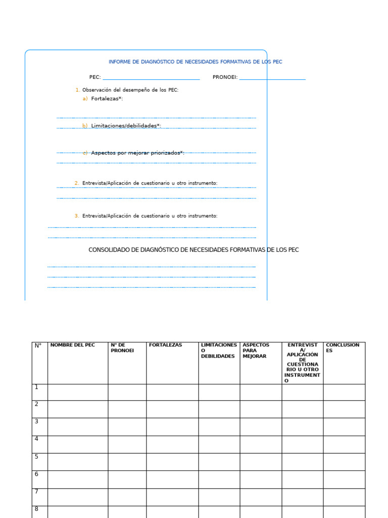 Informe de Diagnóstico de Necesidades Formativas de Los Pec | PDF