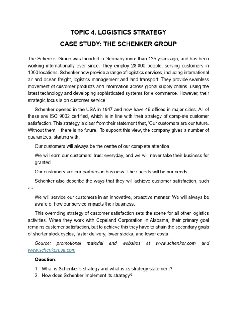 TOPIC 4.1. Case 1-The Schenker group | PDF