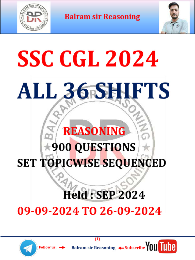 SSC CGL PRE 2024 all shifts | PDF